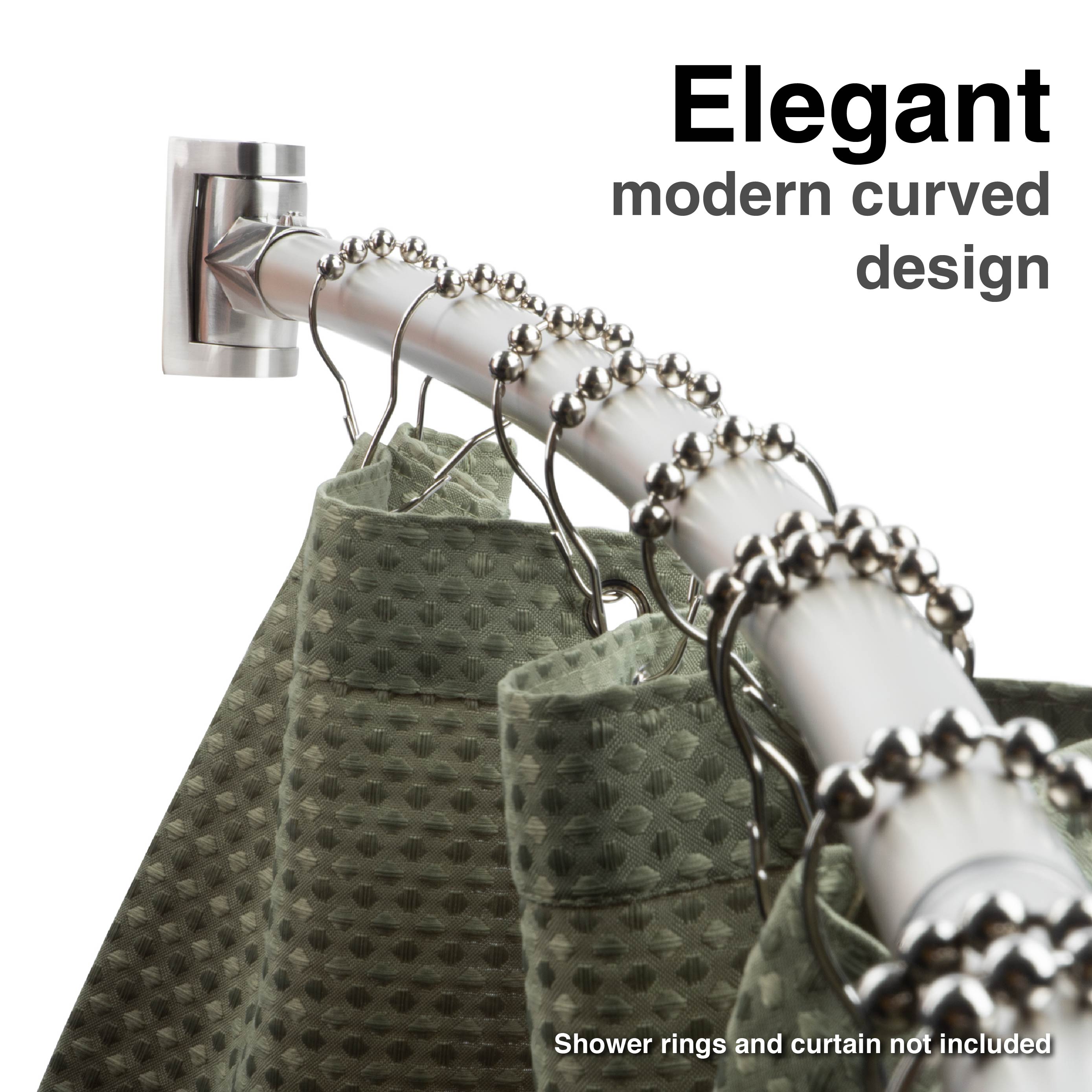Curved Aluminum Shower Curtain Rod - Brushed Nickel Finish – Utility ...