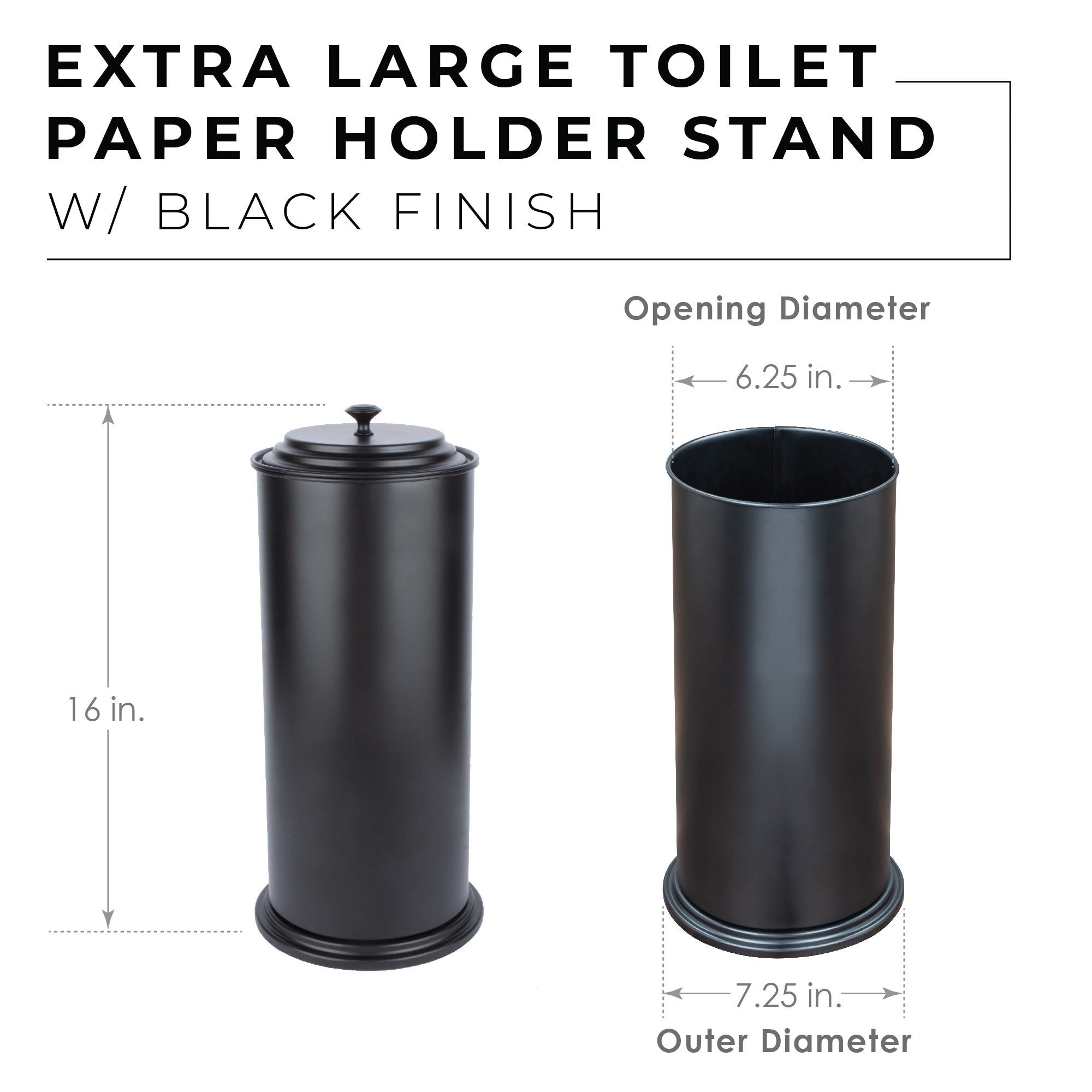 Extra Large Free-Standing Toilet Paper Holder with Black Finish ...
