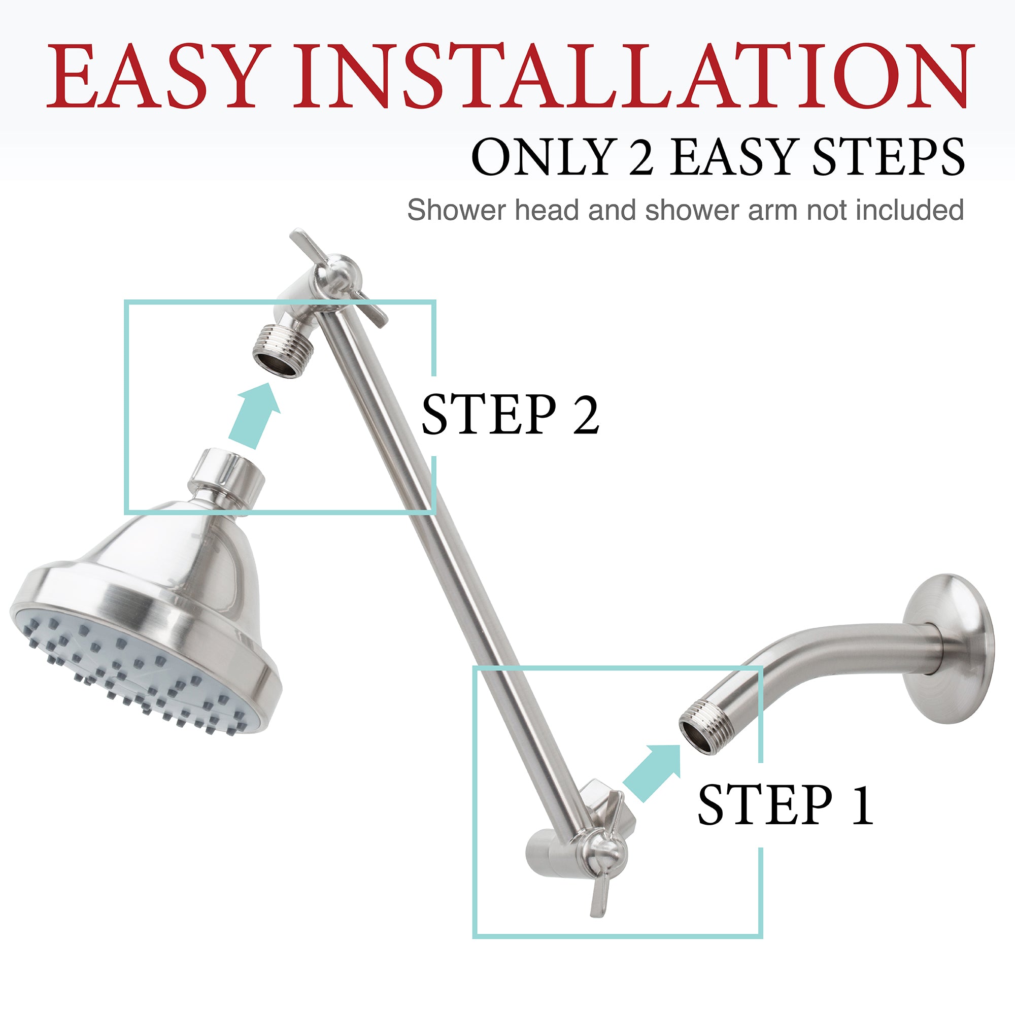 Shower Head Extension Arm, 10-inch Extender - Stainless Steel | Utility ...